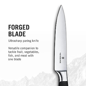Victorinox Grand Maitre Forged Paring Knife - Kitchen Knife for Slicing Fruits & Vegetables - Ergonomic Cooking Knife - Premium Stainless Steel Cutting Knife for Kitchen Accessories - 4"