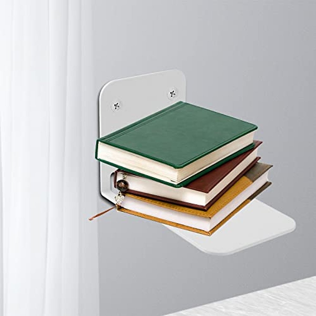 Milageto Invisible Floating Bookshelves,Floating Bookshelf for Wall,Heavy Duty Book Organizer,Rustproof Hanging Book Shelves,Wall Mounted Book Shelf