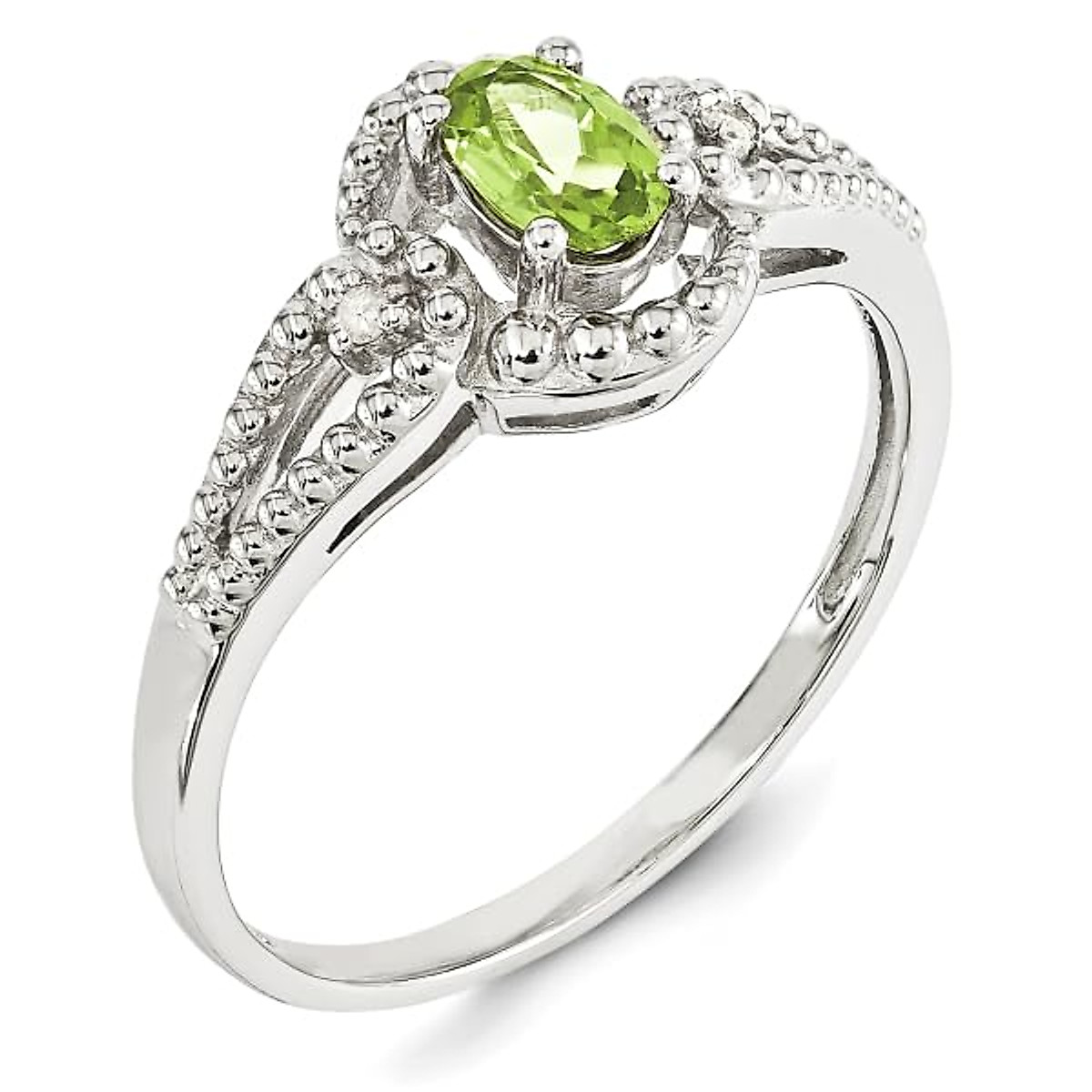 IceCarats 925 Sterling Silver Green Peridot Diamond Ring Gemstone Band August Birthstone Jewelry Size 10