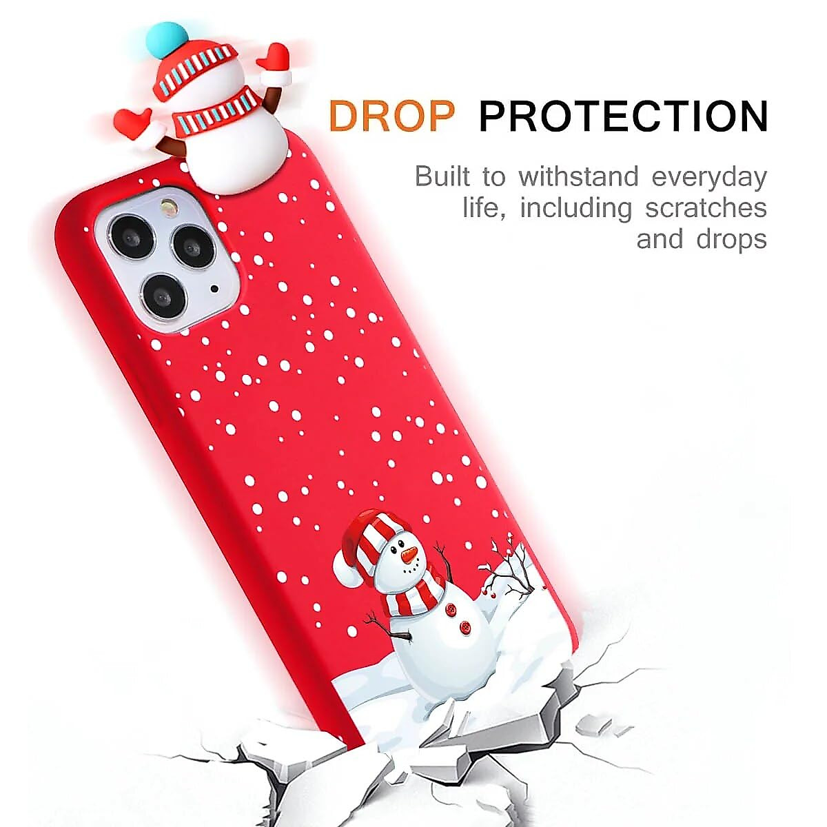 Pnakqil 2 Pieces Christmas Case for Samsung Galaxy S9 Plus 6.2 Inch, Matte Red Silicone Back Cover with Cute Deer and Snowman 3D Doll Cartoon Pattern Slim Shockproof Protective Case for Samsung S9+