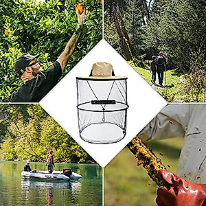CozyCabin Head Net Hat with Removable Mesh Hidden Netting, Camouflage Design with Zipper Net for Outdoor Fishing Gardening Hiking Face Cover (Khaki)