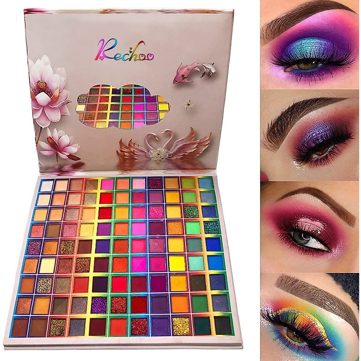 Rechoo 99 Colors Eyeshadow Palette, Rainbow Colors Fusion Eyeshadow Palette, Professional Matte Glitter Makeup Pallet, Colorful Powder Long Lasting Eye Shadow