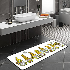 TsyTma Gnomes Bee Kitchen Rug Non-Slip Summer Honey Kitchen Floor Mat Bathroom Rug Area Mat Carpet for Home Hallway Sink Stove Laundry 39"x20"