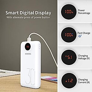 ROMOSS USB C Power Bank, 30000mAh PD Portable Phone Charger 18W 3 Outputs and 3 Inputs External Battery Packs with LED Display Compatible for iPhone 12, iPad Pro, Samsung S20 and More