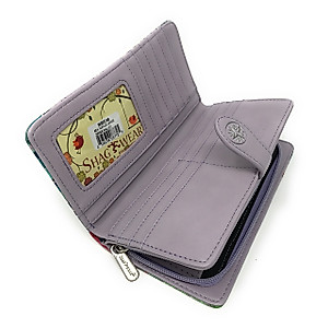 Shag Wear Sea Turtle Large Animal Wallet for Women and Teen Girls Vegan Faux Leather 7" Light Purple