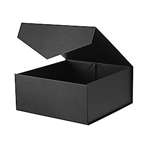 JINMING Gift Box 7.5x7.5x3 Inches, Gift Box with Lid, Black Gift Box, Groomsman Box, Collapsible Gift Box with Magnetic Closure