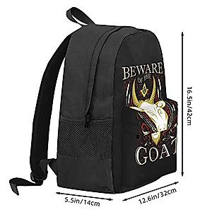Masonic Beware of The Goat Funny Freemason Backpack Large Travel Student Notebook Outdoor Sport Durable 15 in Laptop Bag
