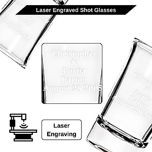 CKB Products - Set of 6 Personalized Shot Glasses, Laser-Etched Engraving, Customized Couples Gifts, House Warming Great for Wedding Favors, Bachelorette Party Decorations, Favors