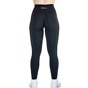 AUROLA Workout Leggings for Women Seamless Scrunch Tights Tummy Control Gym Fitness Girl Sport Active Yoga Pants (L, Black)