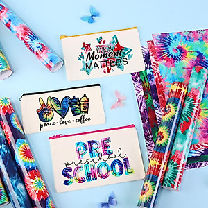 Tintnut Tie dye HTV Heat Transfer Vinyl - 10x12 Inch 12 Sheets Bundle Watercolor HTV Iron on Vinyl Seamless Colorful Swirl Patterned HTV for Tshirts DIY Compatible with Cricut or Silhouette Cameo