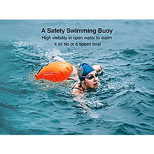 Luxtude Swim Buoy Float for Open Water Swimming, 20L Waterproof Dry Bag Swimming Bubble Safety Float with Adjustable Waist Belt for Safe Swim Training, Triathletes, Kayaking, Snorkeling and Rafting