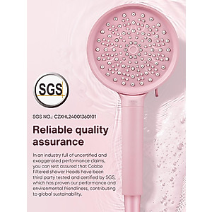 Cobbe Filtered Shower Head with Handheld, High Pressure 6 Spray Mode Showerhead with Filters, Water Softener Filters Beads for Hard Water - Remove Chlorine - Reduces Dry Itchy Skin, Pink