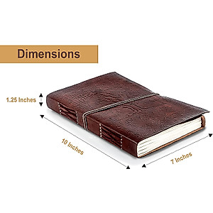 Vintage Large 10 inch Tree of Life Leather Cover Blank Book Spell Book Drawing Sketch Book Christmas Gift for Men & Women