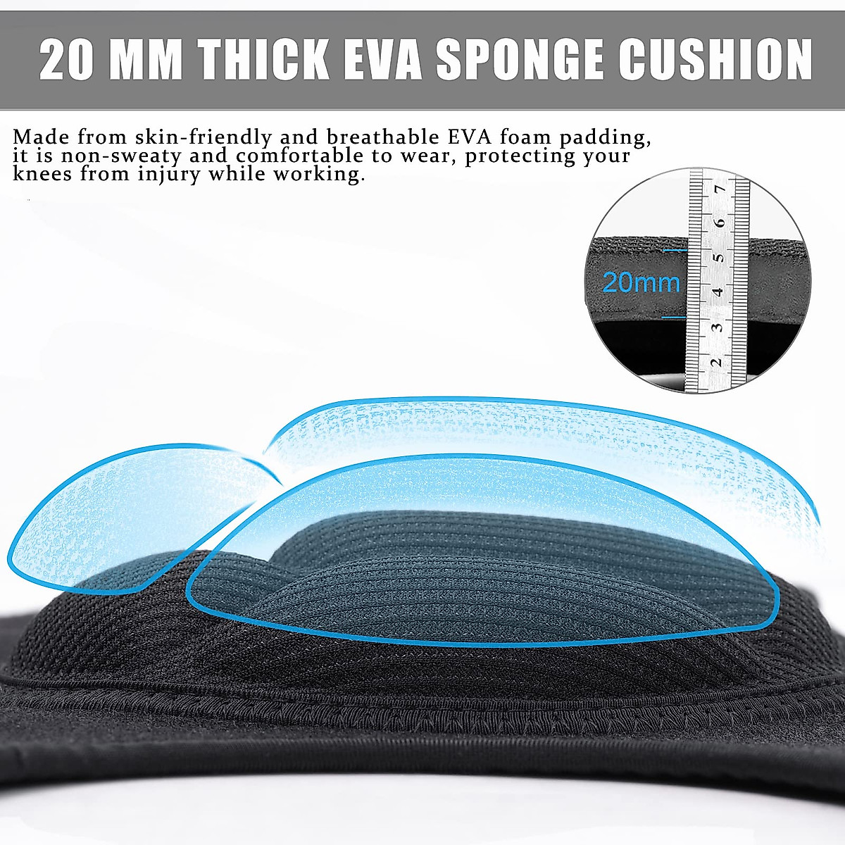 Monbessi Knee Pads Gardening, Unisex-Adult Work Knee Pads Suitable for Garden, House Cleaning, Construction Work, Flooring Kneepads with Thick EVA Foam Padding