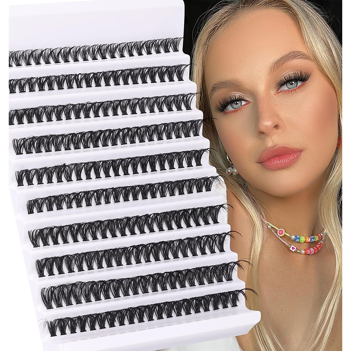 Cluster Lashes Wispy Natural Look Individual Lashes 200pcs D Curl DIY Cluster Eyelash Extension 9-16mm Mixed Tray 3D Volume Faux Mink Cluster Lashes by ZANLUFLY