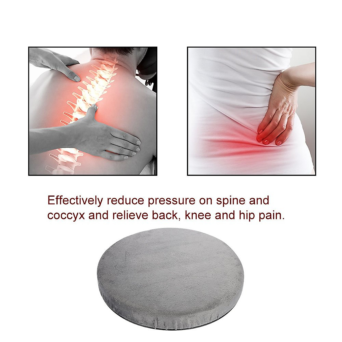 Diydeg 360 ° Rotation Antiskid Swivel Seat Cushion, Rotating Chair Pad, Relieve Pain 150kg Load Removable Office for Car Home Use