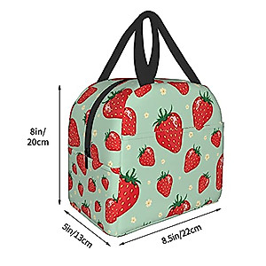 Strawberry Fashion Lunch Box Travel Bag Picnic Bags Insulated Durable Shopping Bag Back To School Reusable Waterproof Bags For Man Woman Girls Boys