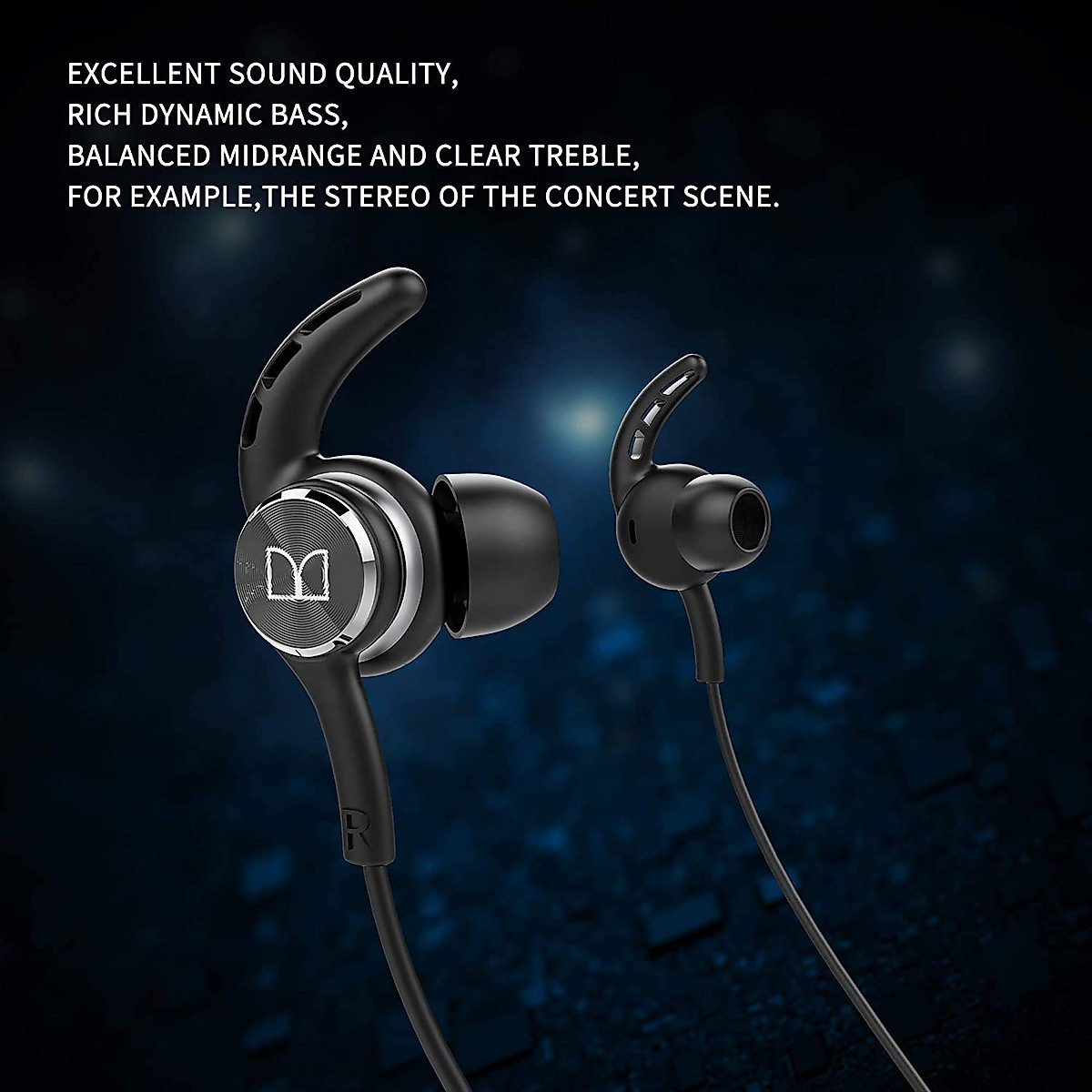 Monster iSport Spirit, Wireless Headphones, Bluetooth 5.0 Headphone, Built-in Mic, 8-10 Hours Playtime, HD Bass Stereo Wireless Sport Earbuds, Magnetic Connection for Sports