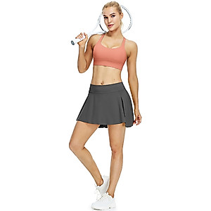 icyzone Sports Bras for Women - Activewear Strappy Padded Workout Yoga Tops Bra (Copper Brown, L)