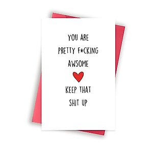Funny Thank You Card for Best Friend, Humorous Motivational Card for Him Her, Encourage Birthday Card GIft for Colleague,Boyfriend,Girlfriend, You Are Pretty Awesome Card