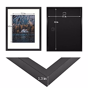 Frametory, 11x14 Picture Frame with Mat for 8x10 Photo - Country Rustic Style - High Definition Glass Wide Molding - Preinstalled Wall Mounting Hardware (Rustic Black, 1 Pack)