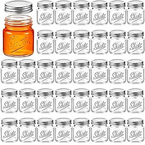 36 Pcs Mini Mason Jar Shot Glasses with Lids 2 Oz Mason Jars Shot Glasses Dishwasher Safe Mason Shooter Glass for Wedding Party Favors Home Bar Drinks Shot Favors Desserts (Clear)
