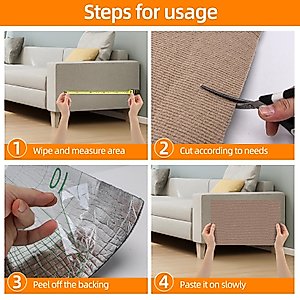 XUYEDOGLSH Cat Scratch Mat，Cat Scratch Carpet Trimmable Self-Adhesive Cat Scratch Pad,Decorative Cat Tree Shelf，Cat Wall，Cat Scratching Post,Cat Couch Protector 78.7"x15.8"