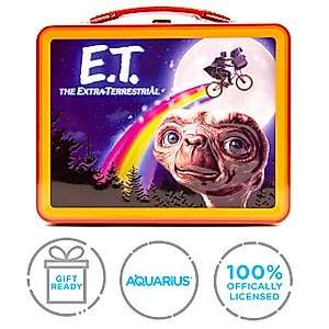 AQUARIUS E.T. Fun Box - Sturdy Tin Storage Box with Plastic Handle & Embossed Front Cover - Officially Licensed E.T. Merchandise & Collectible Gift (48288)