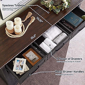 SinCiDo Bedroom TV Stand for 60 Inch TVs, Farmhouse Entertainment Center with 3 Drawers, Rustic Wood TV Console Cabinet with Sliding Barn Door for Bedroom, Living Room, Dining Room, Dark Grey