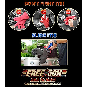 MagneCHEF Freedom BBQ Glove, Heat Resistant 932℉, Easy On & Off Glove for Grill/Smoker/Cooking/Pit/Barbecue/Oven/Fryer, Textured Palm No Slip Grip, Waterproof & Oil Resistant (Black Traditional Fit)