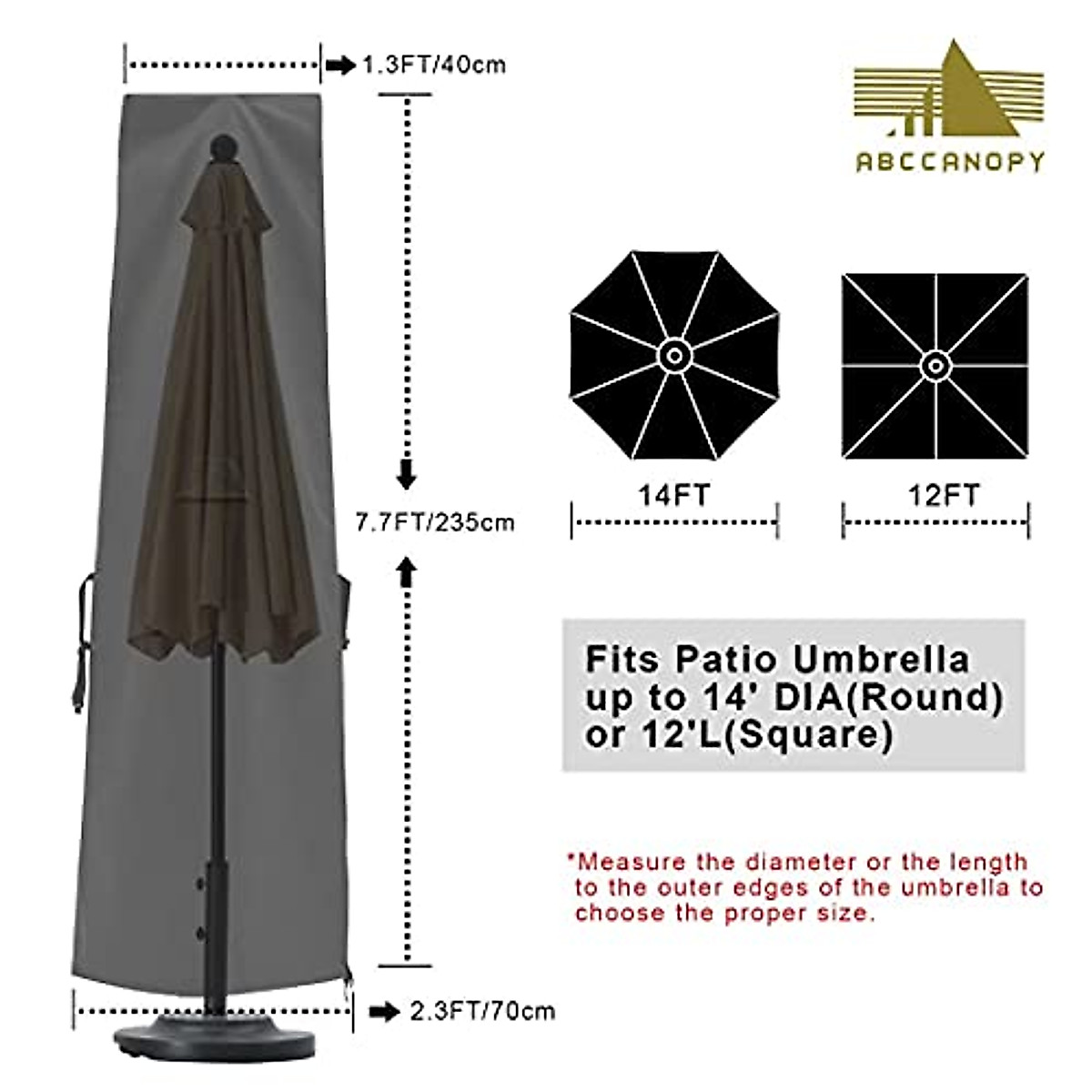 ABCCANOPY Patio Umbrella Cover for 6.5FT to 14FT Black