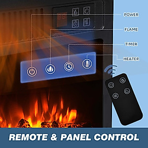 EROMMY 59'' Fireplace TV Stand with 23'' Electric Fireplace Insert, Entertainment Center with Adjustable Shelves, TV Console for TVs up to 65'' for Living Room, Bedroom, Office, Rustic Walnut