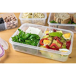 Bento Lunch Box 3pcs set 24oz - Meal Prep Containers Microwavable - BPA Free - External Leak Proof - Portion Control Containers - Food Prep Containers Dishwasher Friendly - Snap Locking Lid