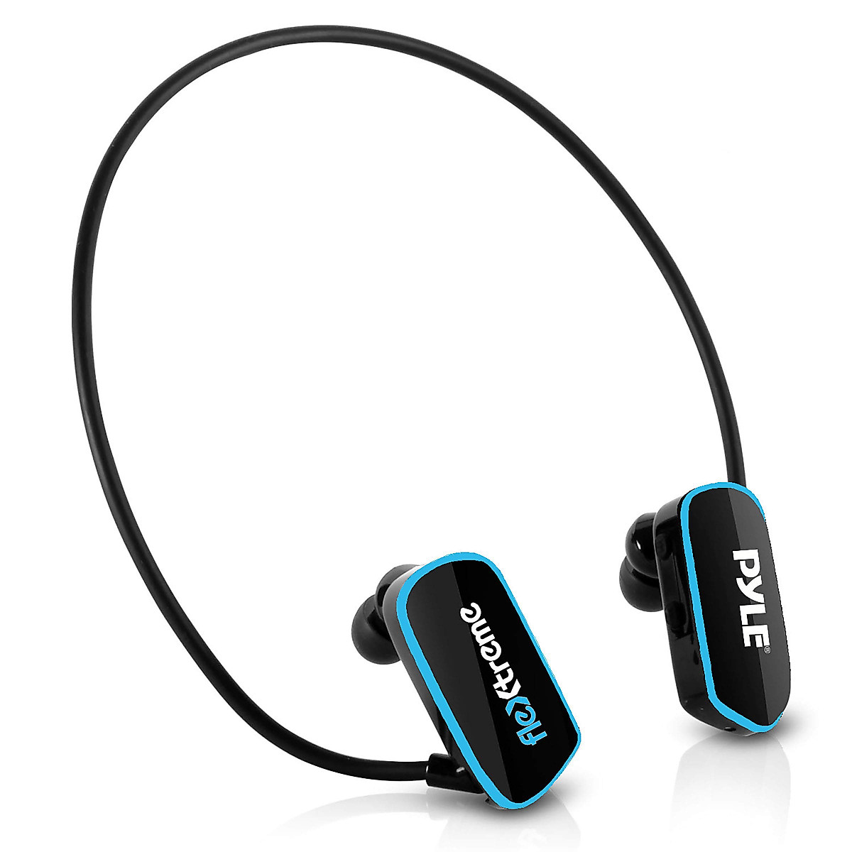 Pyle Waterproof MP3 Player Swim Headphone-Submersible IPX8 Flexible Wrap-Around Style Headphones Built-in Rechargeable Battery USB Connection w/4GB Flash Memory&Replacement Earbuds-Pyle PSWP6BK