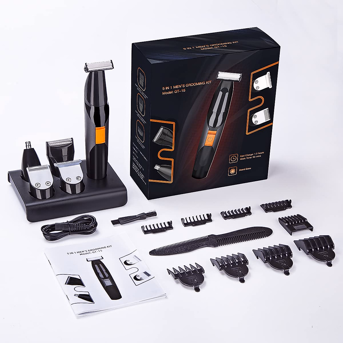 YBLNTEK Beard Trimmer for Men, Cordless Electric Razor for Men Face Beard Shaver Nose Trimmer Hair Clippers Body Hair Trimmer Groomer for Men, Waterproof Mustache Trimmer 5 in 1 Mens Grooming Kit