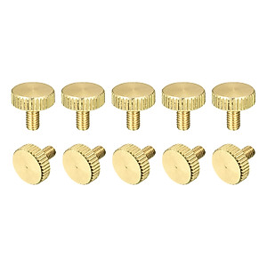 uxcell Knurled Thumb Screws, M4x8mm Flat Brass Bolts Grip Knobs Fasteners for PC, Electronic, Mechanical 10Pcs