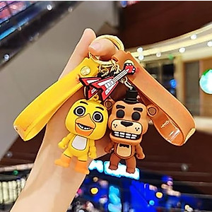 NOBLECARE 5PCS FNAF Keychain+50PCS FNAF Stickers|3.95x2.95/Fnaf Keychains, Fnaf Party Favor, Fnaf Party Favors, Fnaf Gift, Fnaf Gifts, Fnaf Keychains For Backpacks–Accessory