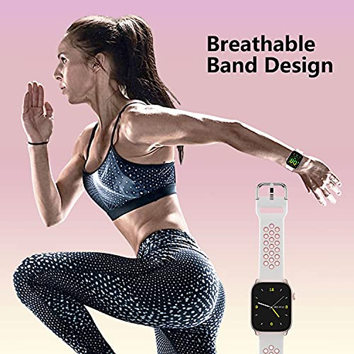 Smart Watch, Fitness Tracker with Heart Rate Monitor,Blood Oxygen Tracking,Sleep Quality Monitoring,IP68 Waterproof,Smartwatch Fitness Watch Compatible with Android iPhone iOS(Pink)