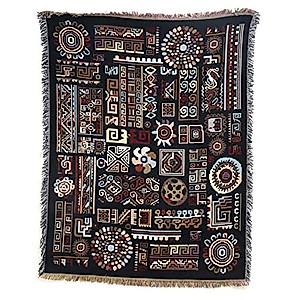 UNIGARDEN Boho Throw Blanket, Cotton Throw Blankets for Couch Soft Chair Beding Bohemian Decor (Small 51X63Inches, Black)