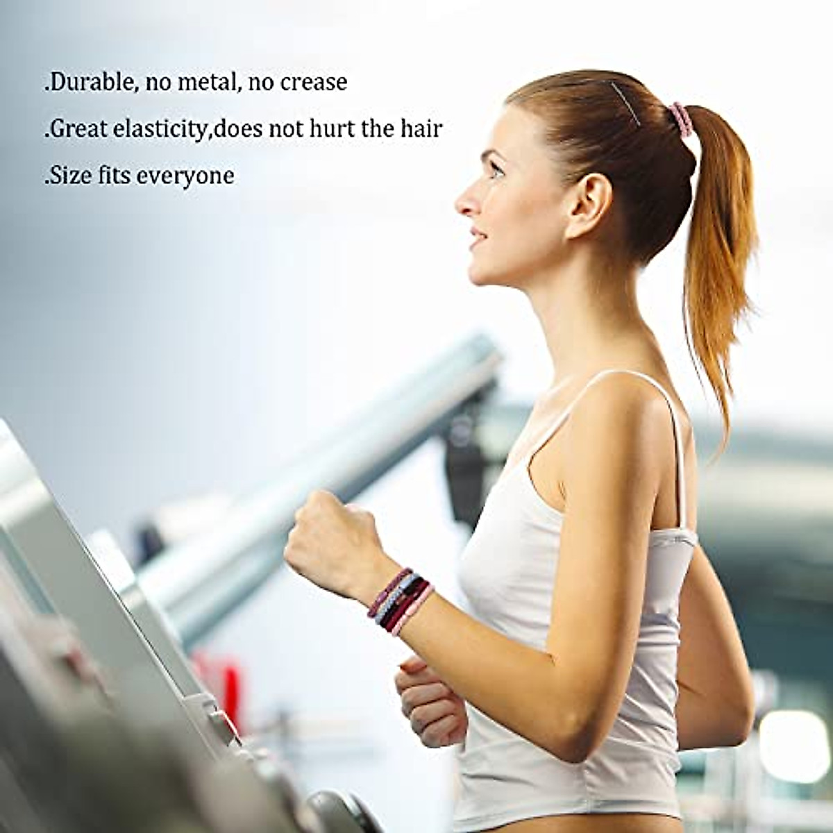 Hair Ties for Thick Hair, Tyfthui 32 Pcs Elastics Hair Bands Ponytail Holders, Hair Tie Bracelets for Women Girls, No Damage No Crease Hair Elastics for Women's Hair Multi-colored