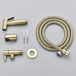 SWHC Handheld Bidet Sprayer for Toilet, Hand Held Bidet Toilet Faucet, Jet Spray for Toilet, Baby Cloth Diaper Sprayer with Hot and Cold Mixing Valve, Muslim Shower, Toilet Bidet Sprayer