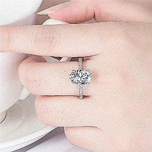 Fashion imitation S925 sterling silver oval cut 4ct CZ engagement ring for women's cubic zirconia infinity halo engagement ring, solitaire engagement ring (9)