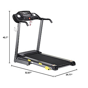 Folding Treadmill Electric Treadmill Motorized Running Machine Tread Belt with 15 Preset Programs & Incline LCD Display & Cup Holder Home Gym 52.87 in(L)x26.77 in(W)x45.7 in(H)