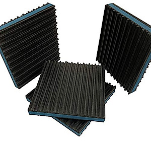 HEAVY DUTY ANTI VIBRATION ISOLATION PADS 4" X 4" X 7/8" RIBBED RUBBER WITH BLUE COMPOSITE FOAM CENTER, QUANTITY 4