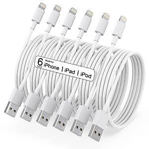 iPhone Charger[Apple MFi Certified] 6Pack（3/3/6/6/6/10 FT） Lightning Cable Power Fast Charging Cord Cable Compatible iPhone 14/13 /12/11 Pro MAX/XR/XS/8/7/Plus/6S/SE/iPad(White)…