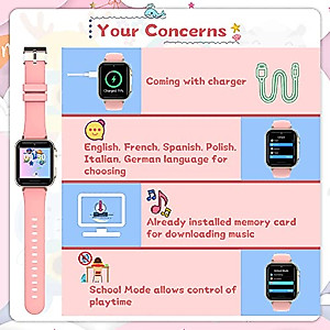 Smart Watch for Kids Watches - Kids Game Smart Watch Girls Boys Ages 4-12 Years with Music Player HD Touch Screen 23 Games Camera Alarm Video Pedometer Flashlight Kids Smartwatch Gift Toys (Pink)