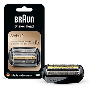 Braun Electric Shaver Head Replacement Part 92B Black, Compatible with Series 9 Electric Razors for Men