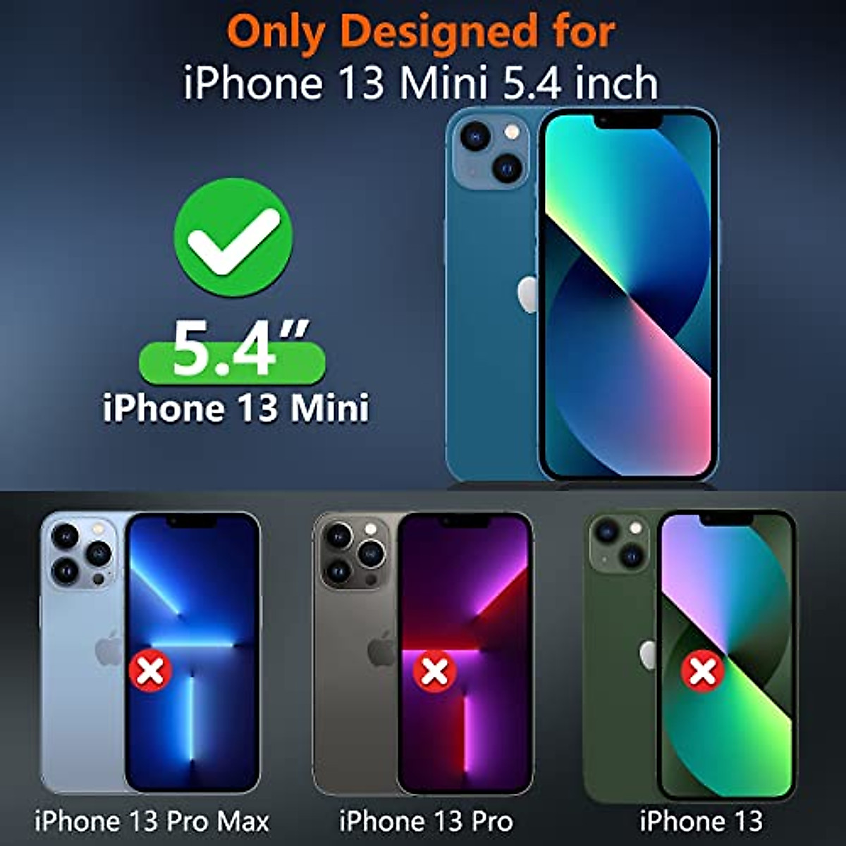 SPIDERCASE for iPhone 13 Mini Case, [10 FT Military Grade Drop Protection] [Crystal Clear] [2+Tempered Glass Screen Protector] [Not Yellowing] Shockproof Slim Thin Case, Clear