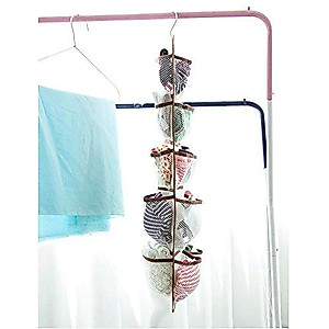 Double Sided 30 Pockets Hanging Underwear Organizer for Underwear, Stocking, Toiletries Accessories, Bra, Sock, Mesh Pockets & Rotating Metal Hanger