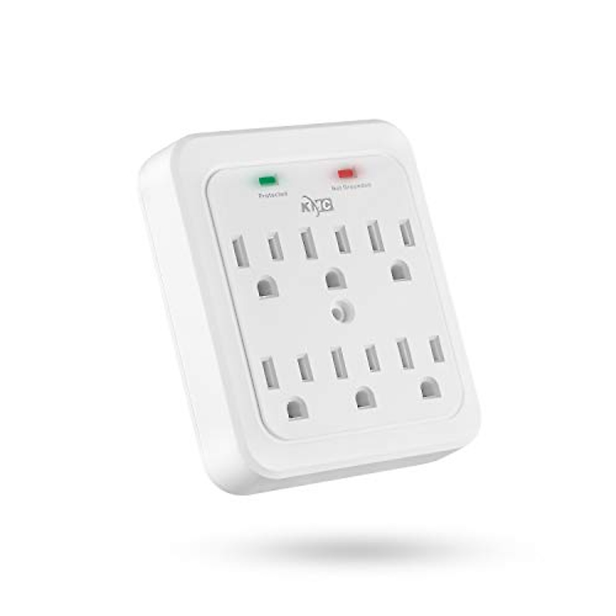 KMC Wall Surge Protector, 980 Joule, 6-Outle Wall Plug Adapter Power Strip, White